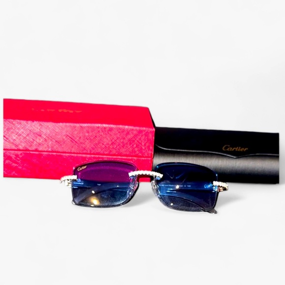 Cartier | Accessories | Cartier Blue Rimless Marble White Buff Vvs Lab ...